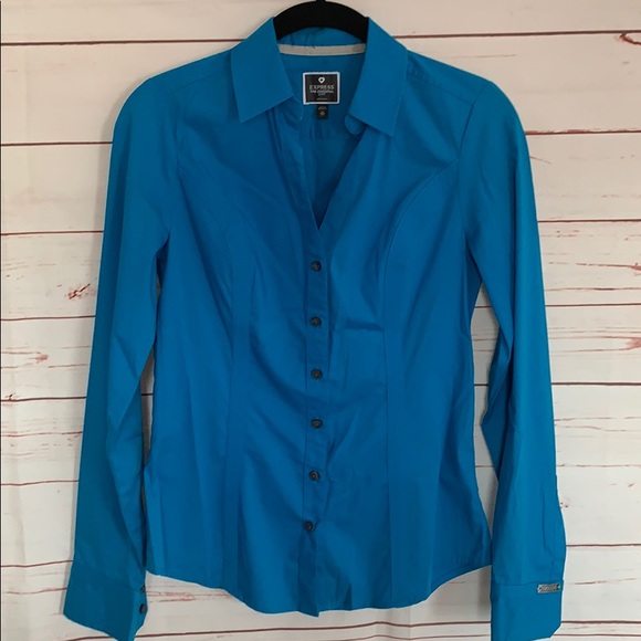 Express | Tops | Express Essential Blue Button Down Shirt | Poshmark
